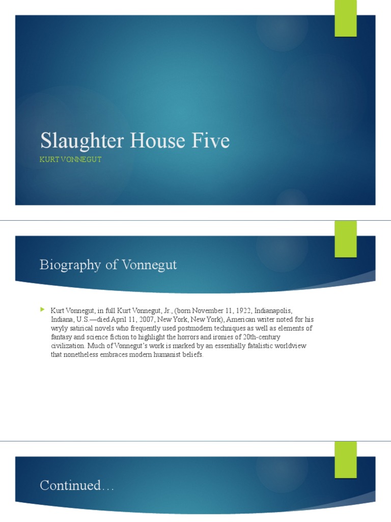 Slaughter House Five: Kurt Vonnegut | PDF | Kurt Vonnegut | Unrest