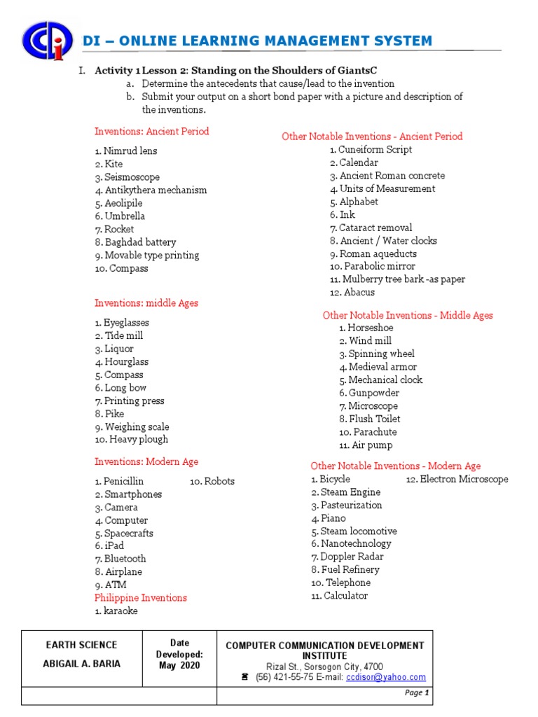 Ccdi - Online Learning Management System: Inventions: Ancient Period Other Notable Inventions ...