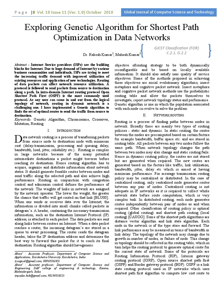 Optimizing Network Routing Using a Genetic Algorithm Approach | PDF ...