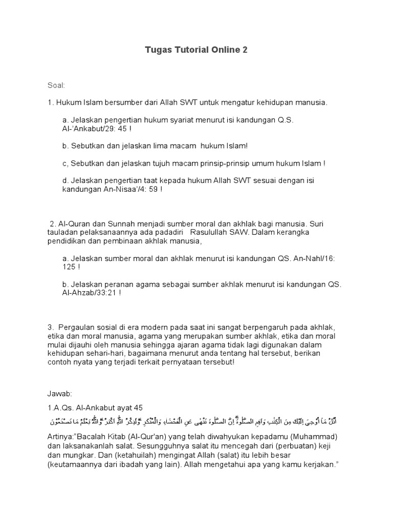 Tugas Tuton 2 PAI | PDF