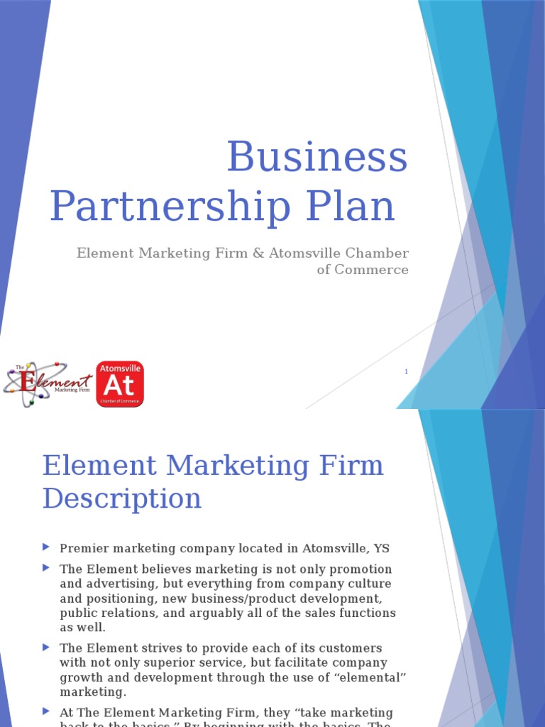 Business Partnership Plan: Element Marketing Firm & Atomsville Chamber ...
