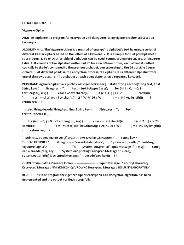 Vigenere Cipher | PDF