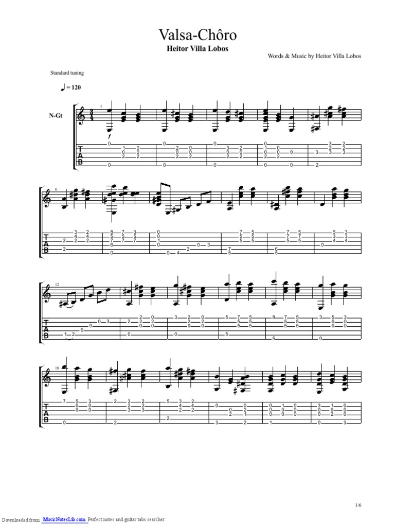Villa Lobos Heitor Valsa Choro | PDF | Guitar Family Instruments | Guitars