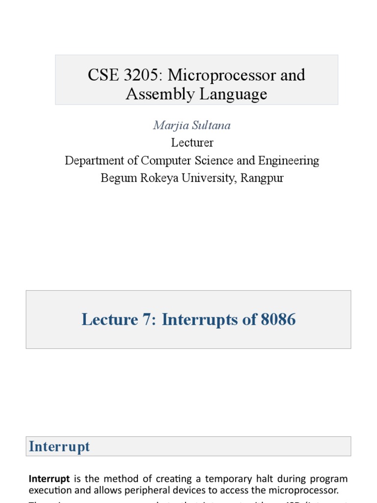 Lecture 7 - CSE 3205 - Microprocessor and Assembly Language - by ... Lecture 7 - CSE 3205 - Microprocessor and Assembly Language - by ...