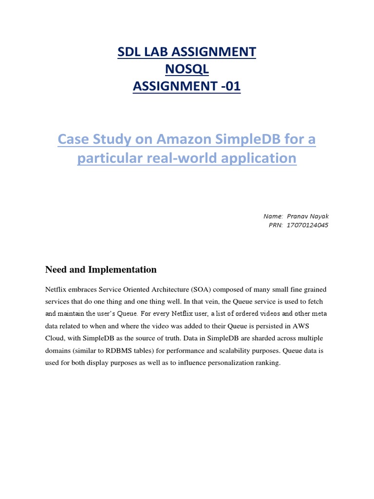 Case Study On Amazon Simpledb For A Particular Real-World Application | PDF | Amazon Web ...
