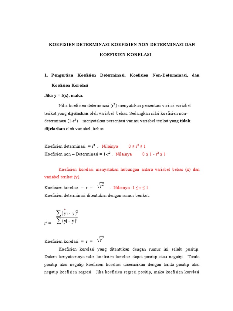 Pengertian dan Rumus Koefisien Determinasi | PDF | Metode & Bahan Ajar ...