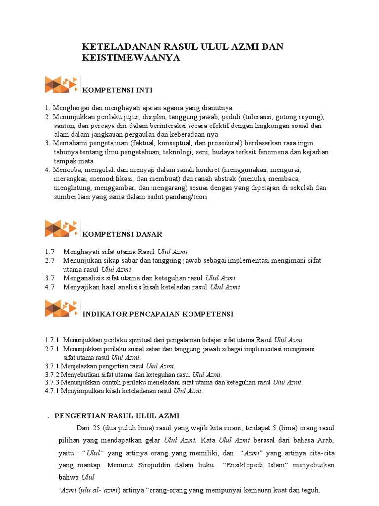 Keteladanan Rasul Ulul Azmi | PDF