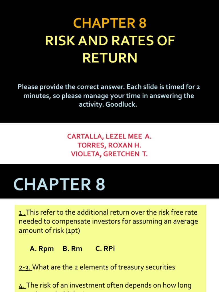 CHAPTER 8 Risk and Rates of Return | PDF | Beta (Finance) | Financial Risk