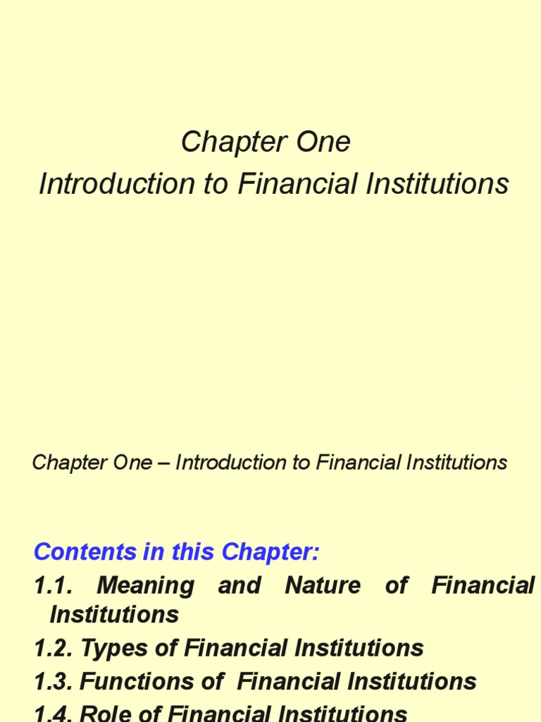 Overview of Financial Institutions | PDF | Securities (Finance) | Money ...