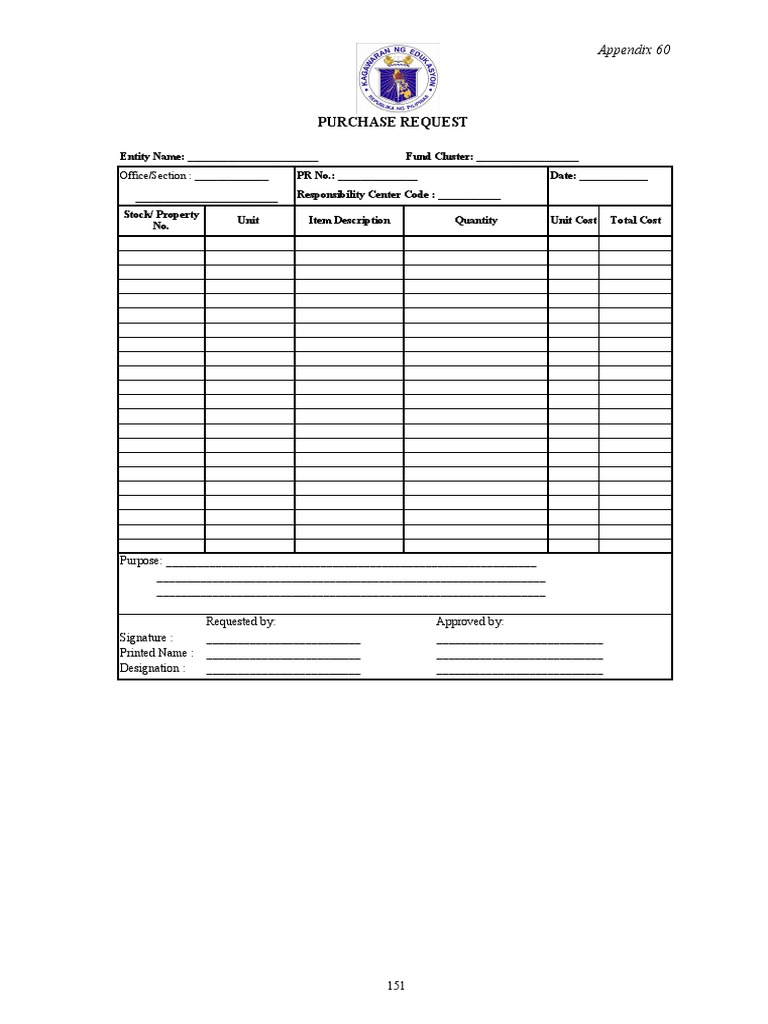 Appendix 60 - Purchase Request | PDF
