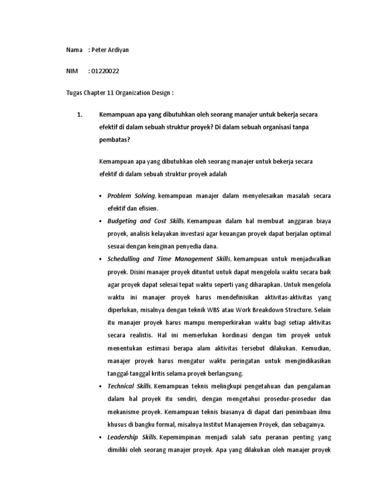 Tugas Chapter 11 Organization Design | PDF