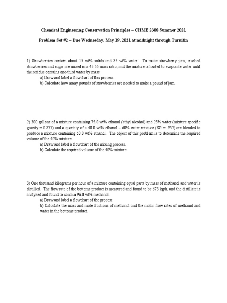 Problem Set 2 | PDF | Ethanol | Methanol Problem Set 2 | PDF | Ethanol | Methanol