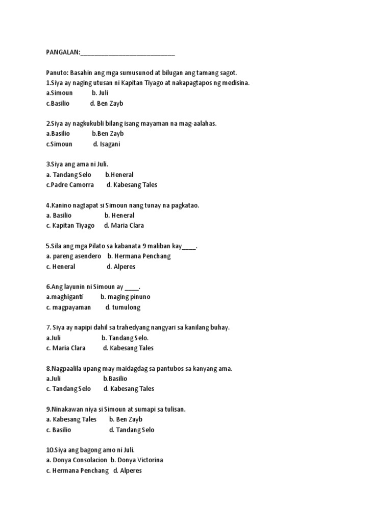 Pretest of Lesson Plan About El Filibusterismo | PDF