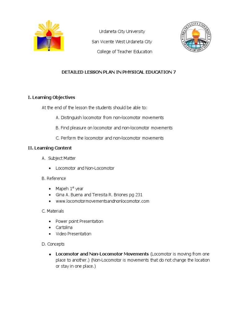 Detailed Lesson Plan in Physical Education 7 | PDF | Animal Locomotion ...