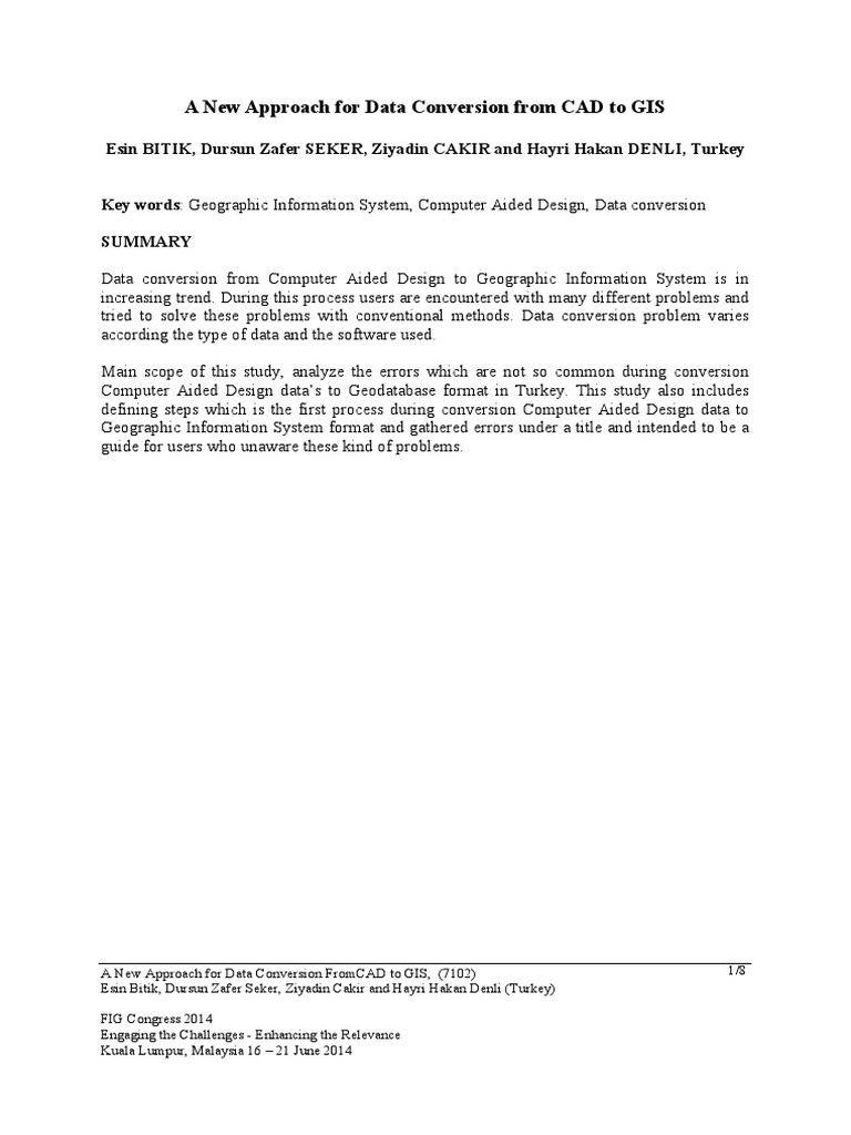 A New Approach For Data Conversion From CAD To GIS | PDF | Geographic Information System ...