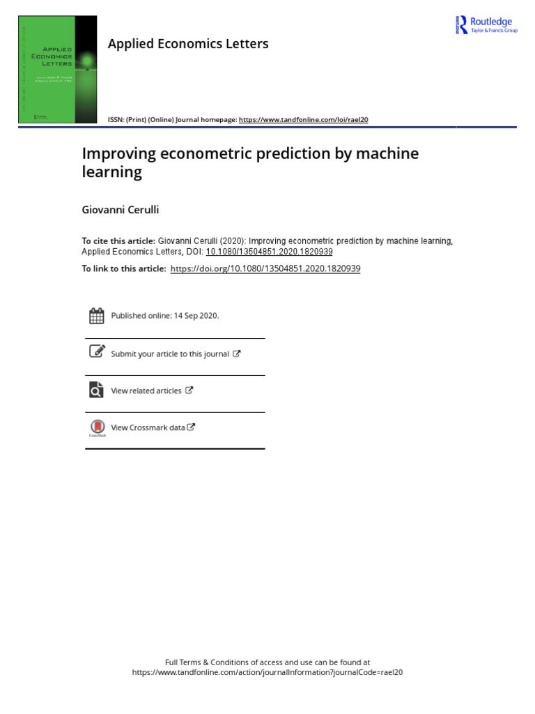 Improving Econometric Prediction by Machine Learning: Applied Economics ...