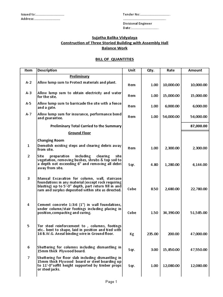 Construction Tender Details | PDF | Window | Electrical Wiring