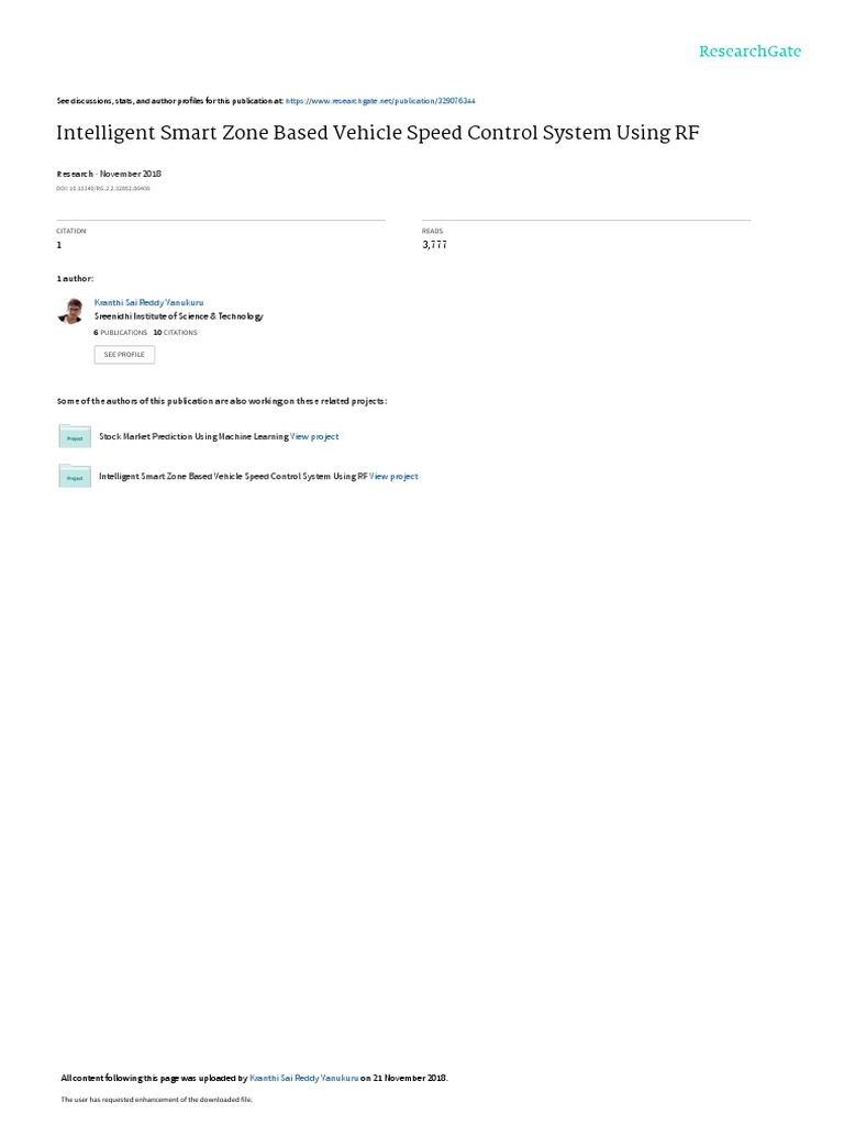 Intelligent Smart Zone Based Vehicle Speed Control System Using Rf Pdf Microcontroller Arduino