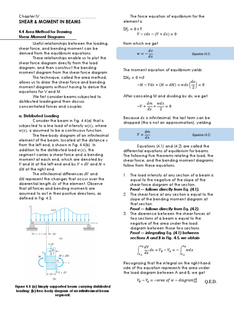 Chapter IV Shear and Moment in Beams 4.4 | Download Free PDF | Bending | Beam (Structure)