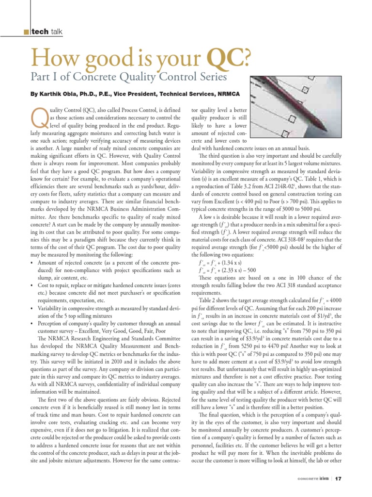 How Good Is Your QC?: Part I of Concrete Quality Control Series | PDF ...