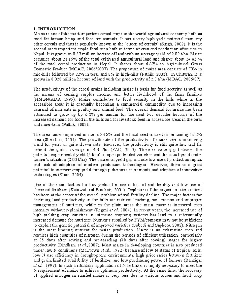 Maize Proposal | PDF | Fertilizer | Agriculture
