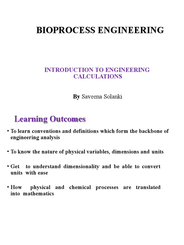 Bioprocess Engineering: Introduction To Engineering Calculations | PDF ...