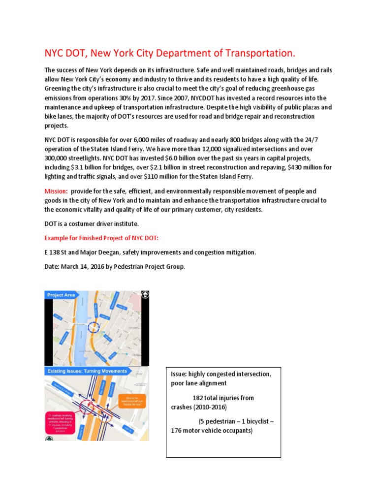 NYC DOT, New York City Department of Transportation.: Mission | PDF