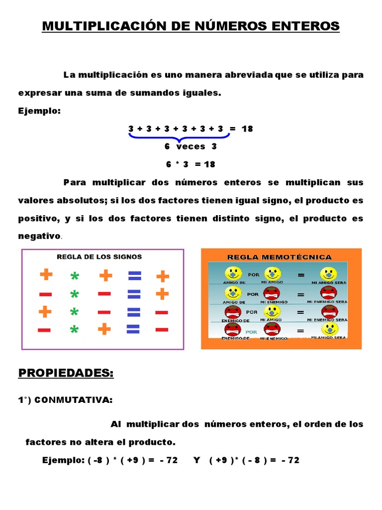 Imprimir Teoria Operaciones Con Números Enteros 02 | PDF | División ...