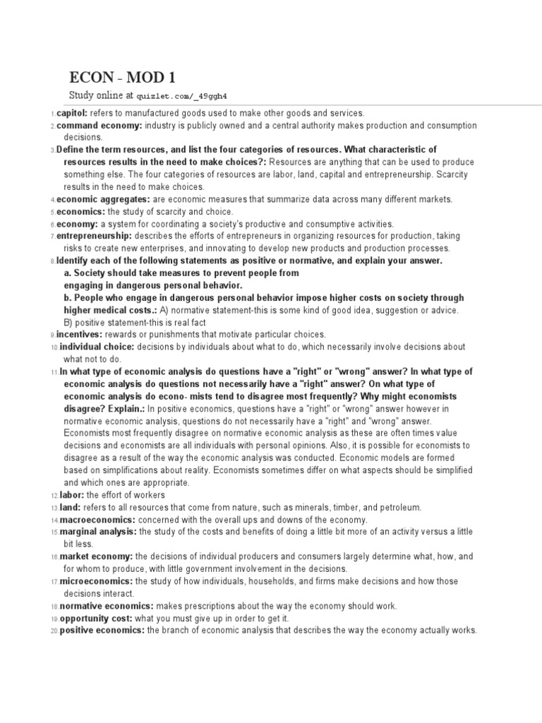 Econ - Mod 1: Study Online at | PDF | Supply And Demand | Supply ...