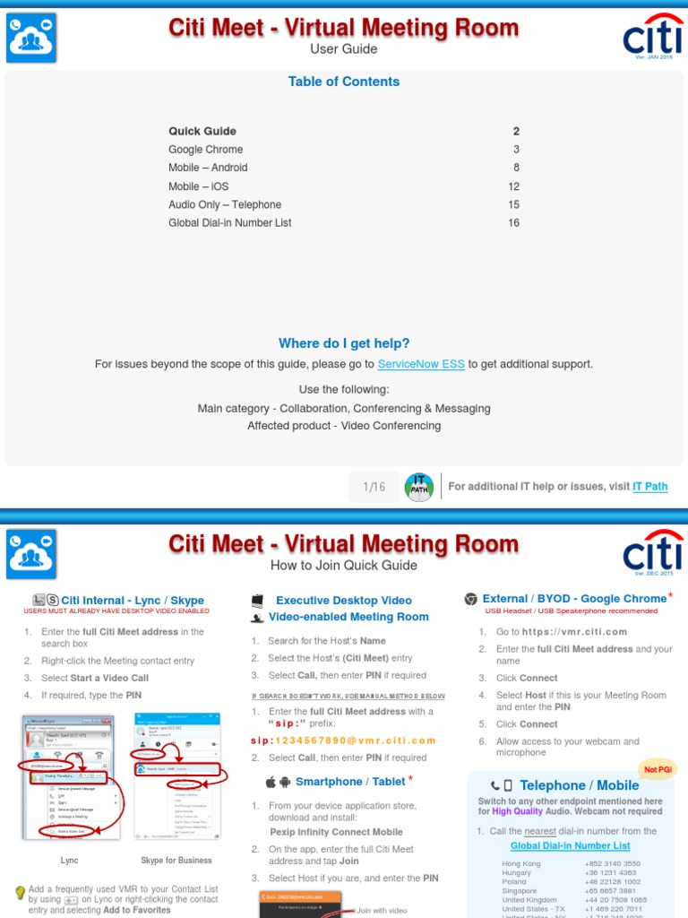 Citi Meet - Virtual Meeting Room: User Guide | PDF | Ios | Android ...
