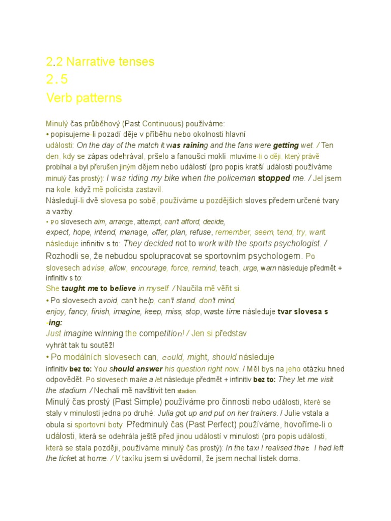 B1 - Narrative Tenses - Verb Patterns - OUP - F | PDF