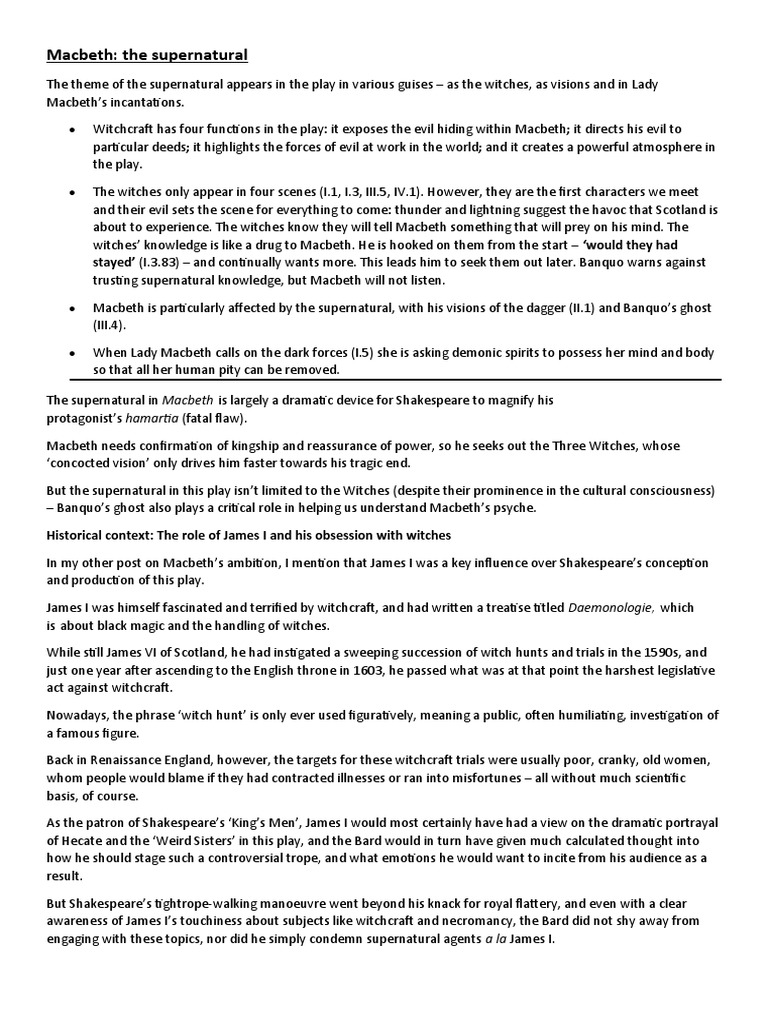 The Supernatural | PDF | Macbeth