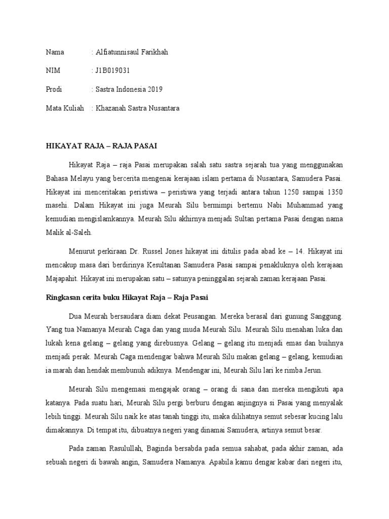 Hikayat Raja - Raja Pasai | PDF