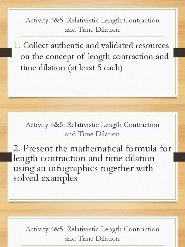 Activity 4&5: Relativistic Length Contraction and Time Dilation | PDF