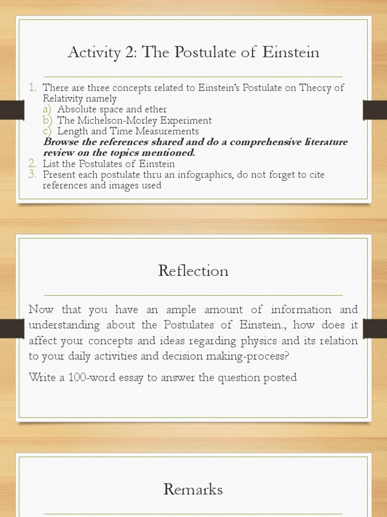 Activity 2: The Postulate of Einstein | PDF