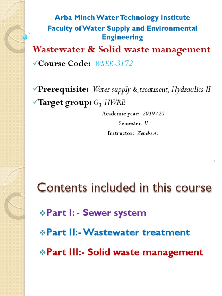 Wastewater and Solid Waste Management Note | PDF | Sanitary Sewer ...