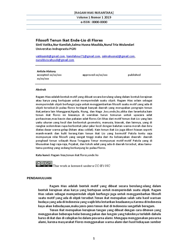 FILOSOFI TENUN IKAT ENDE-LIO DI FLORES | PDF