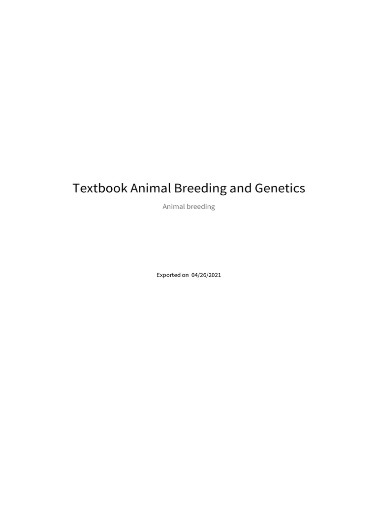 Animal Breeding and Genetics-V17-20210426 - 132508 | PDF | Inbreeding ...