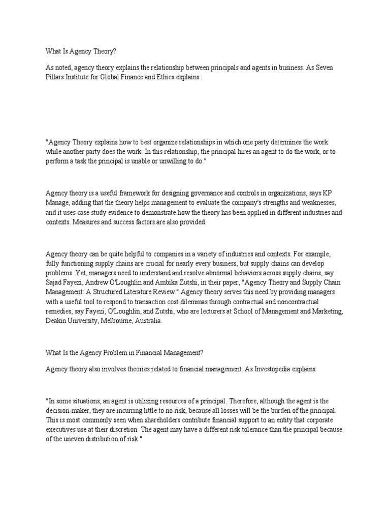 What Is Agency Theory | PDF | Incentive | Law Of Agency