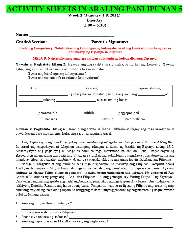 ACTIVITY - SHEET - IN - AP 5 - WEEK 1-Edited | PDF