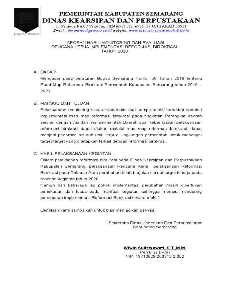 Template Contoh Laporan Monitoring Dan Evaluasi | PDF | Bisnis