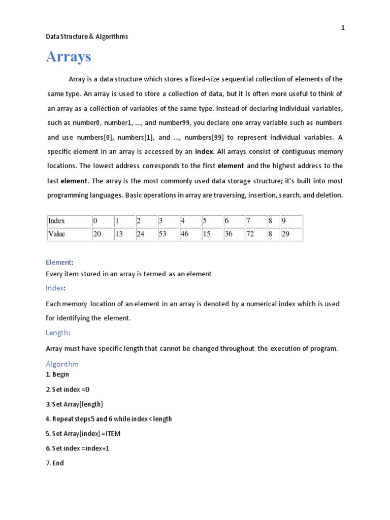 2 Array Data Structure Pdf Array Data Structure Data Type