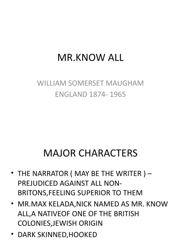 MR - Know All: William Somerset Maugham ENGLAND 1874-1965 | PDF