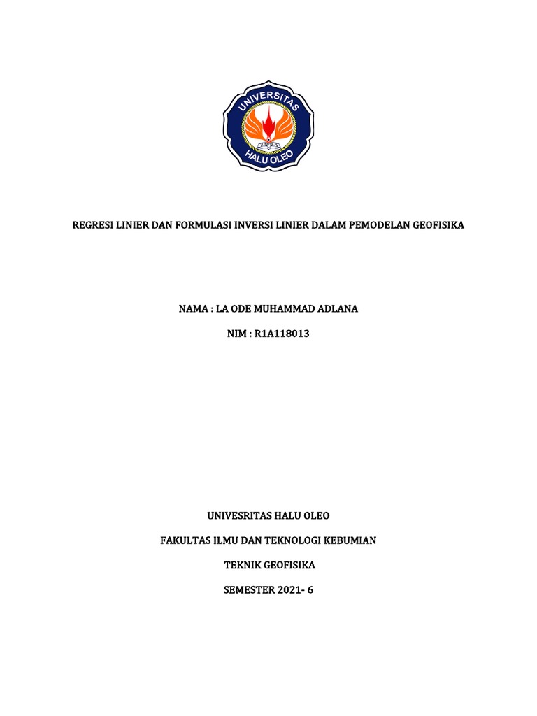 Regresi Linier Dan Formulasi Inversi Linier Dalam Pemodelan Geofisika ...