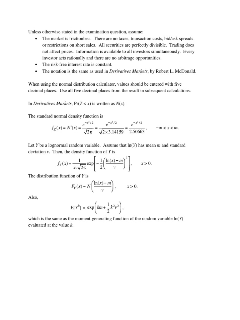 Market assumptions and option Greeks formulas | PDF | Greeks (Finance ...