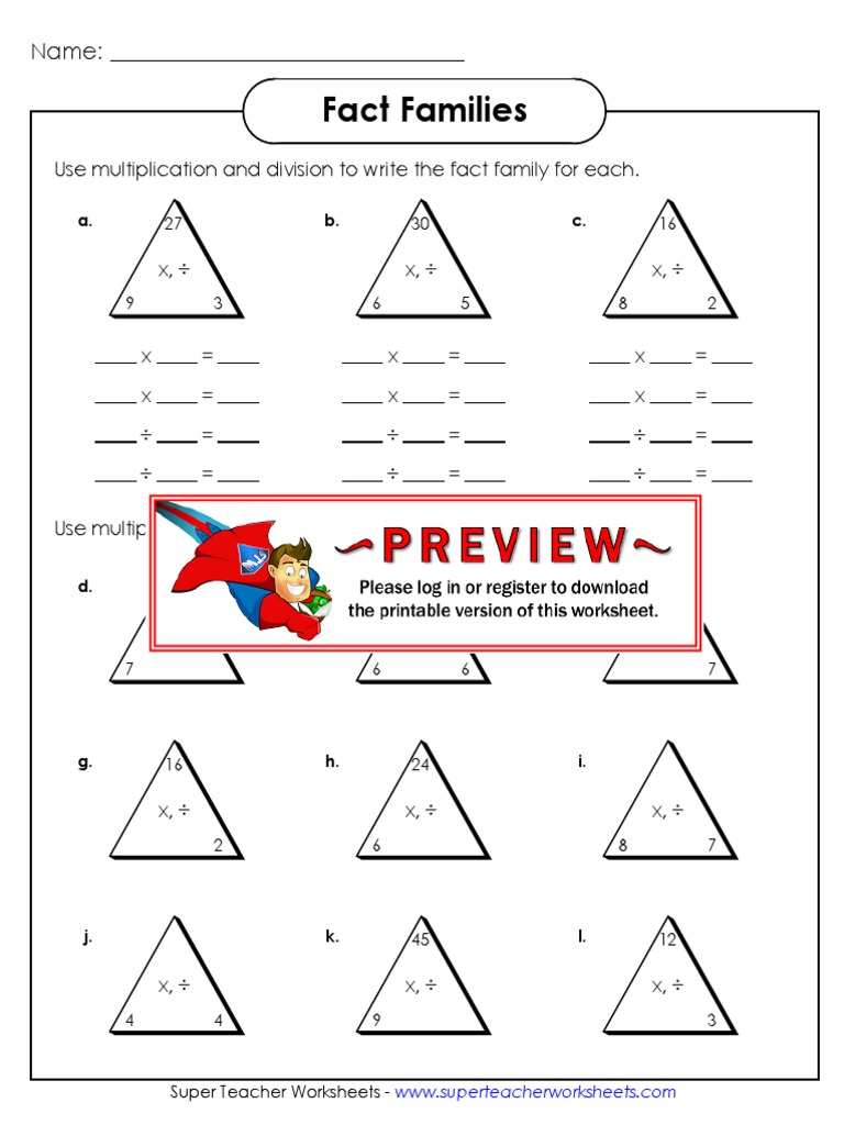 Fact Families Multiplication & Division Worksheet | PDF