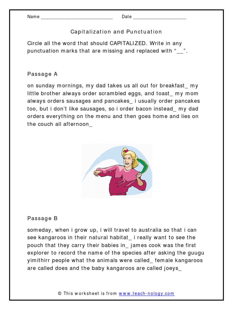 Capitalization and Punctuation: Name - Date | PDF