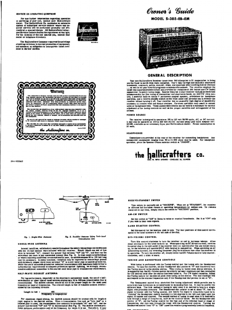 Hallicrafters S-38E Owner's Guide | PDF