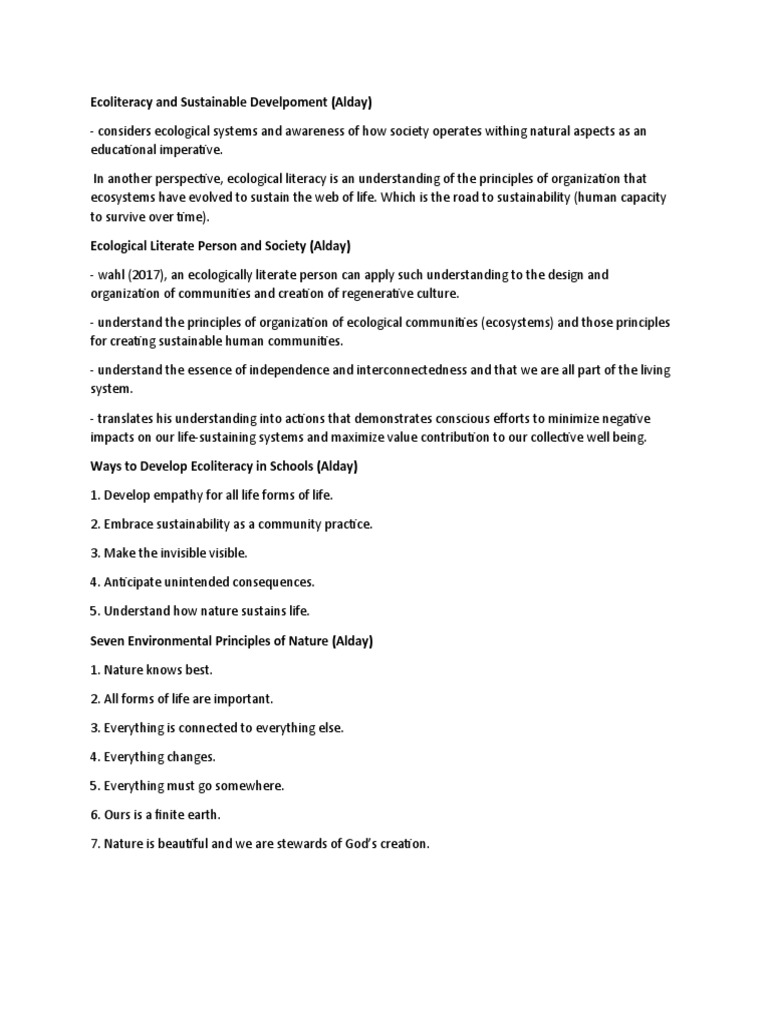 Ecoliteracy and Sustainable Develpoment | PDF | Sustainability ...