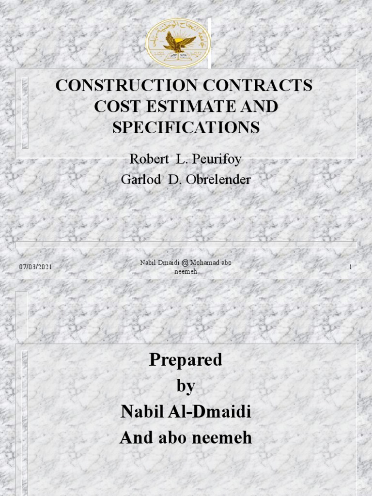 Construction Contracts, Cost Estimate and Specifications | PDF | General Contractor ...
